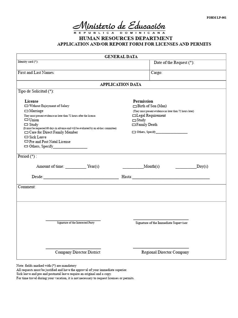 Application Form For Licenses and Permits - MINERD | PDF