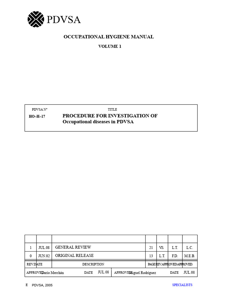 PDVSA Occupational Disease Investigation Guide | PDF | Occupational ...