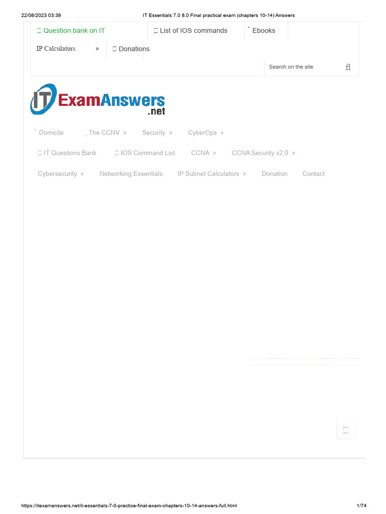 IT Essentials 7.0 Final Exam Answers | PDF | Booting | Bios