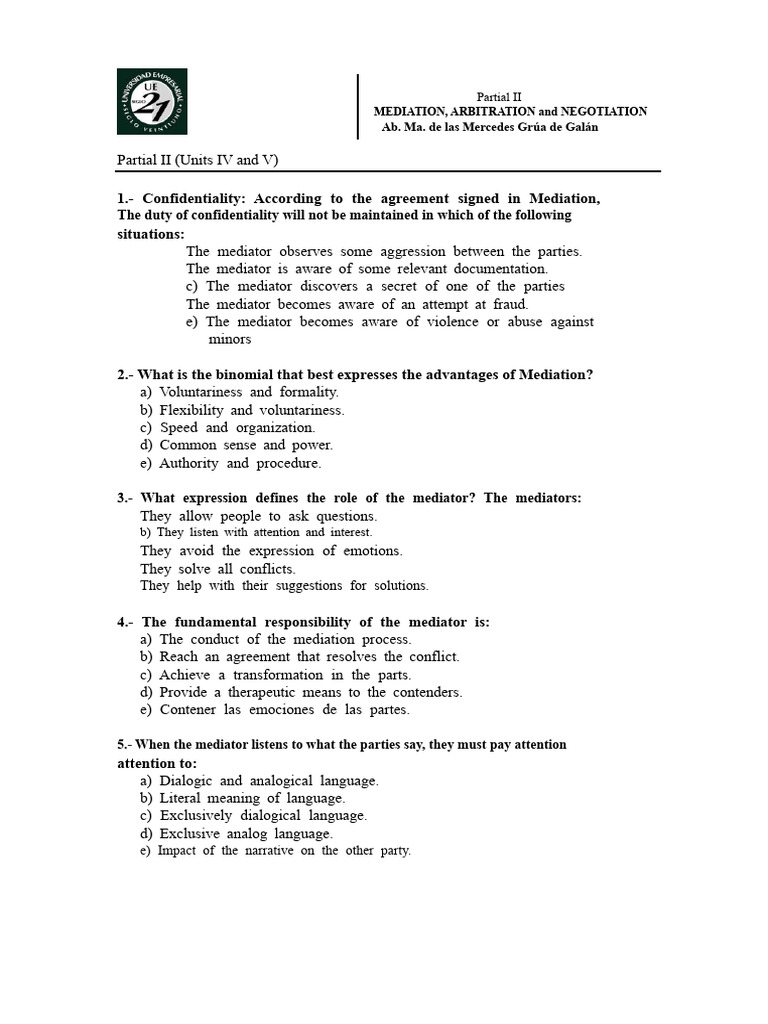 Mediation, Arbitration, and Negotiation - Partial II | PDF | Mediation | Arbitration