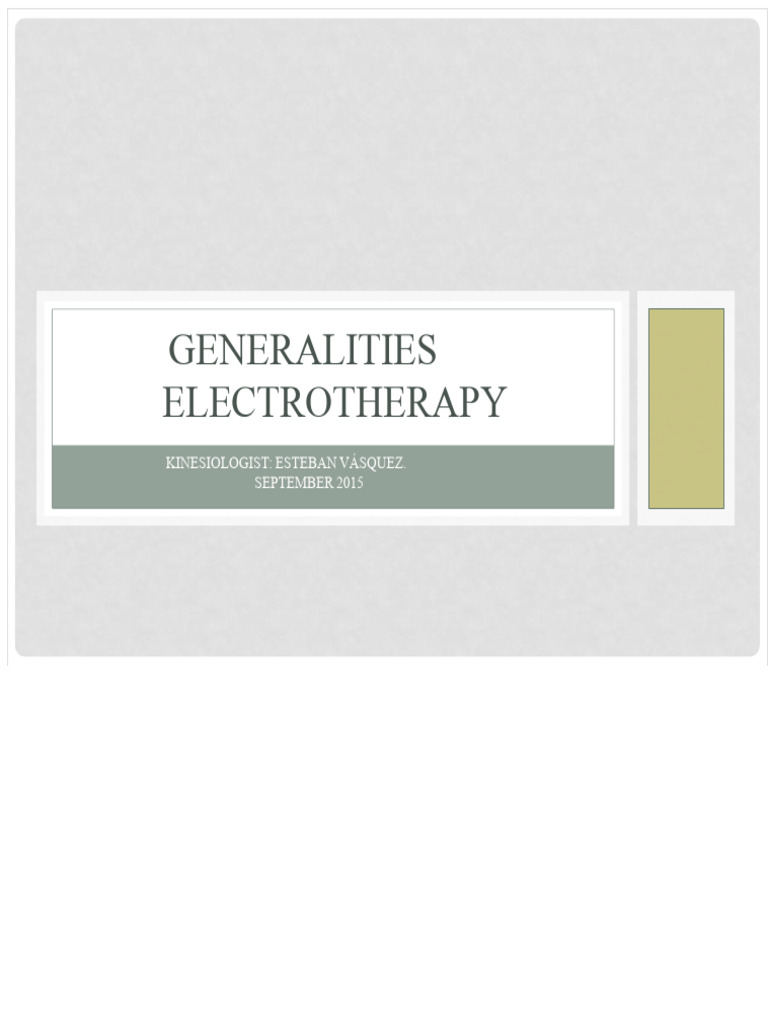 Electrotherapy Techniques And Benefits Pdf Medical Imaging