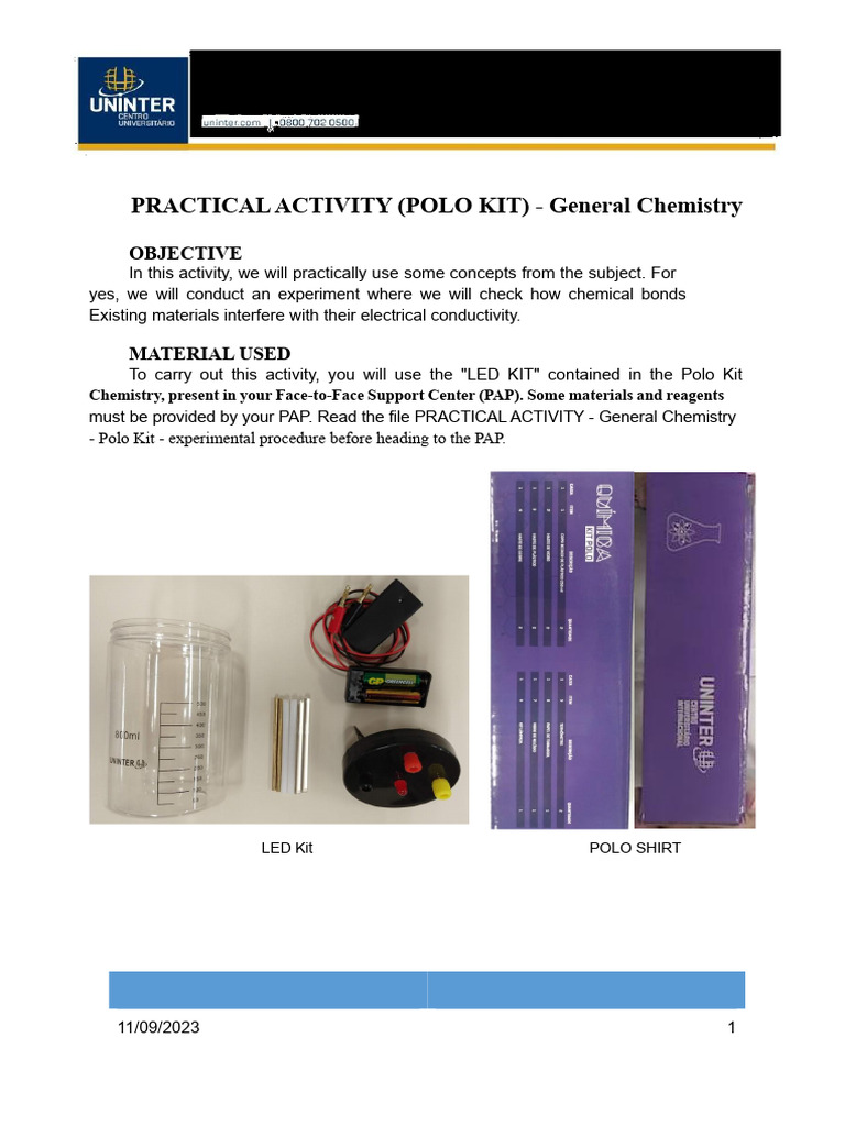 PRACTICAL ACTIVITY - General Chemistry - Polo Kit - First Guidelines ...