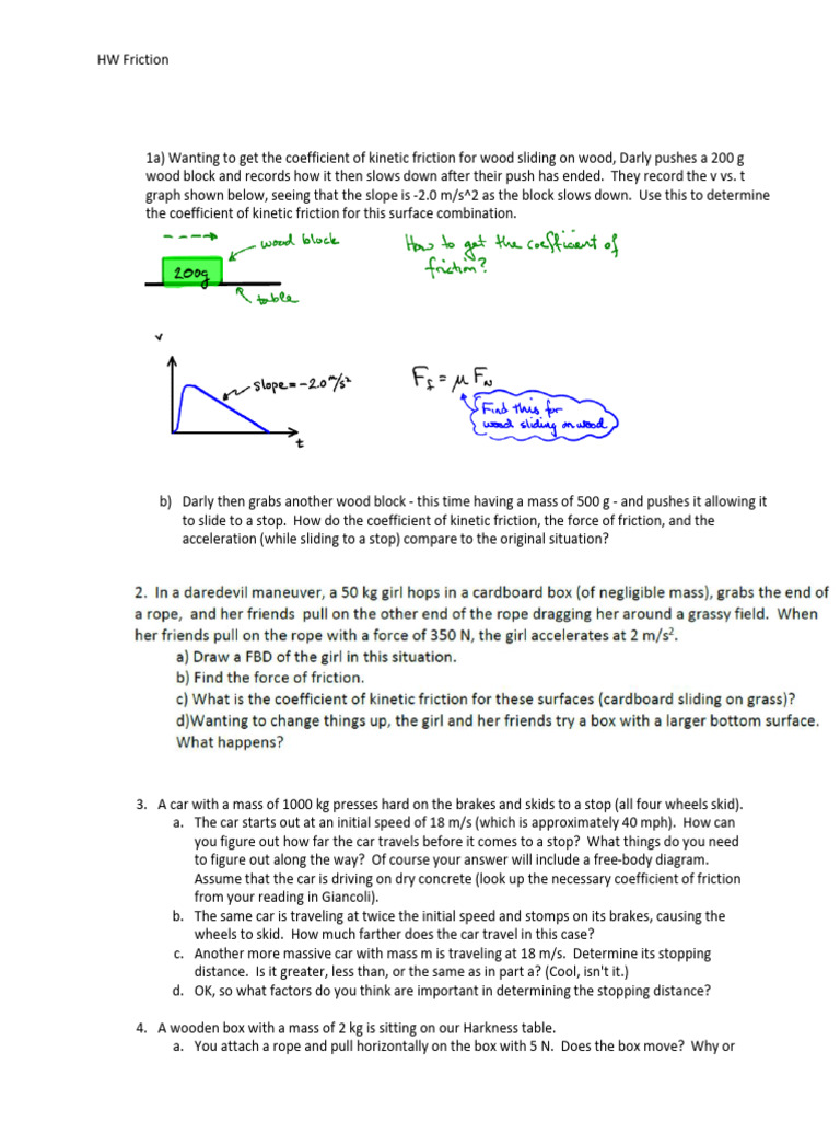 HW Friction | PDF | Friction | Force