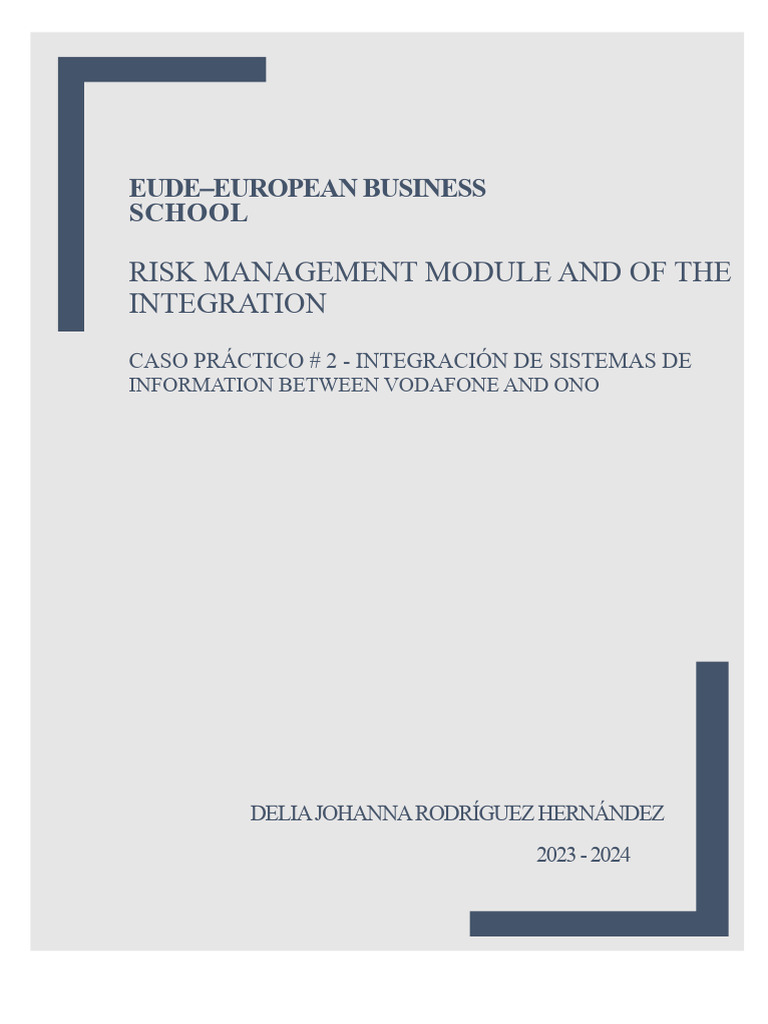PRACTICAL CASE No. 2 - RISK MANAGEMENT VODAFONE | PDF | Project ...