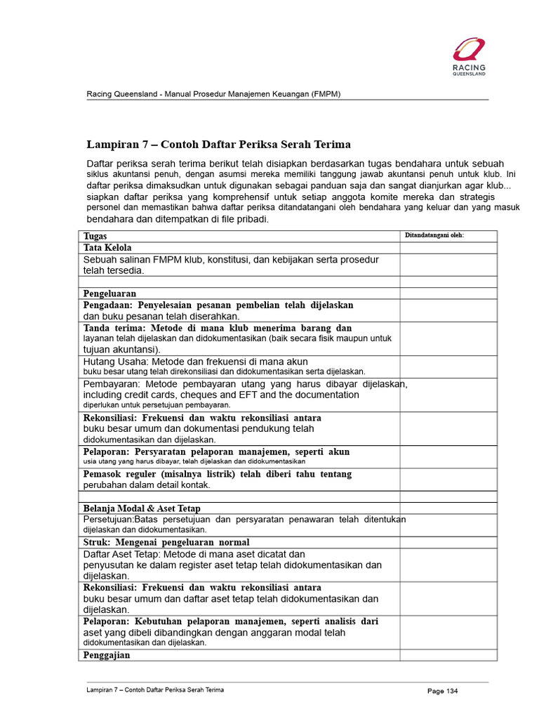 Lampiran-7-Contoh-Checklist Serah Terima-13 Agustus | PDF