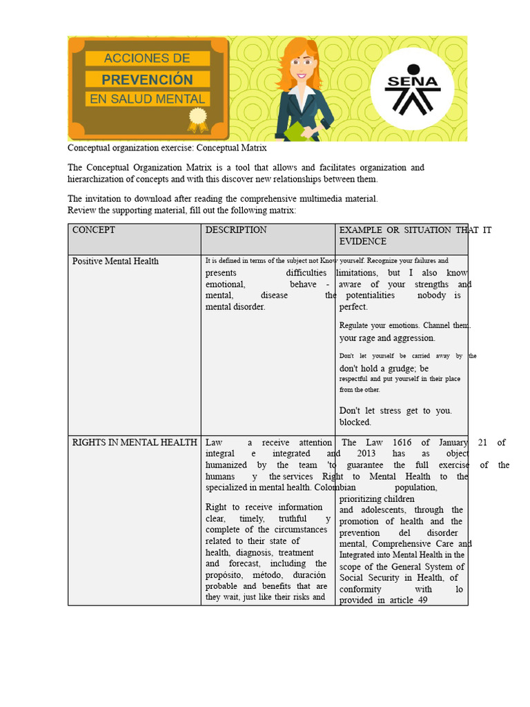 Conceptual Matrix for Mental Health Insights | PDF | Mental Health ...
