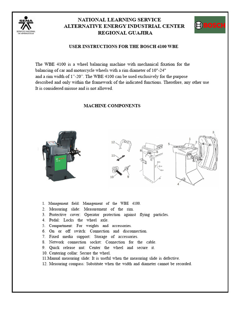 Bosch 4100 WBE Tire Balancer Guide | PDF | Wheel