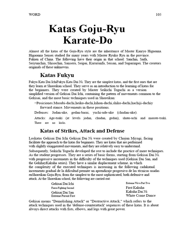 Goju-Ryu Karate Katas Explained | PDF | Japanese Martial Arts | Karate