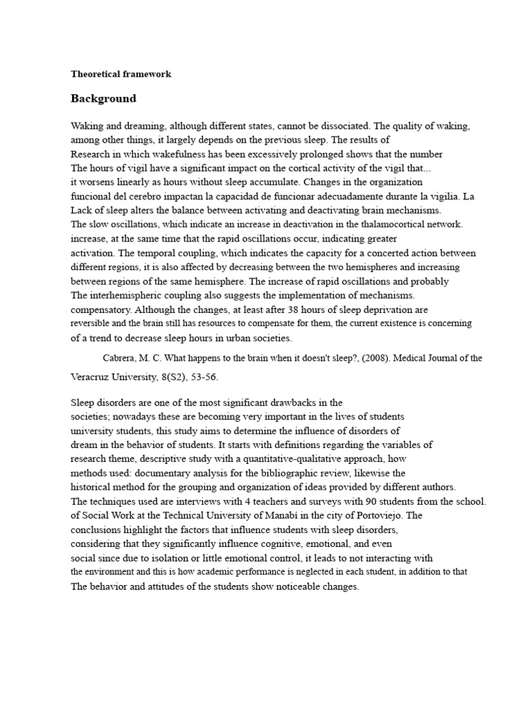 Theoretical Framework | PDF | Sleep | Sleep Deprivation