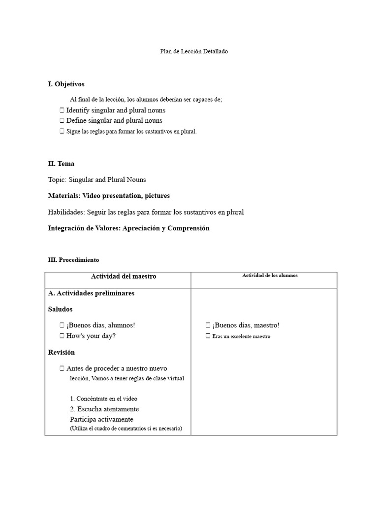 Sustantivos en Singular y Plural | PDF | Sustantivo | Gramática