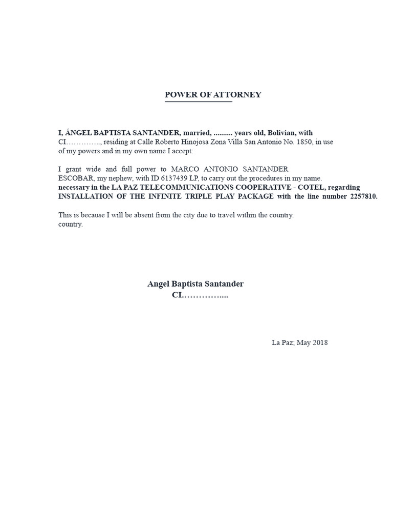 Power of Attorney Angel Baptista | PDF