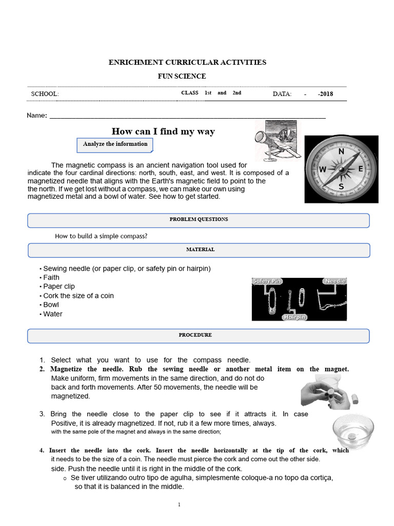 Build A Compass | PDF | Compass | Electromagnetism