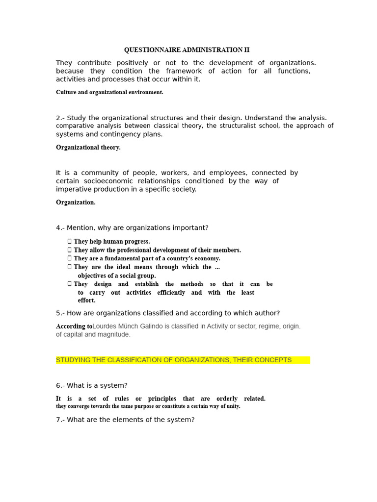 Management Questionnaire II | PDF | System | Economics