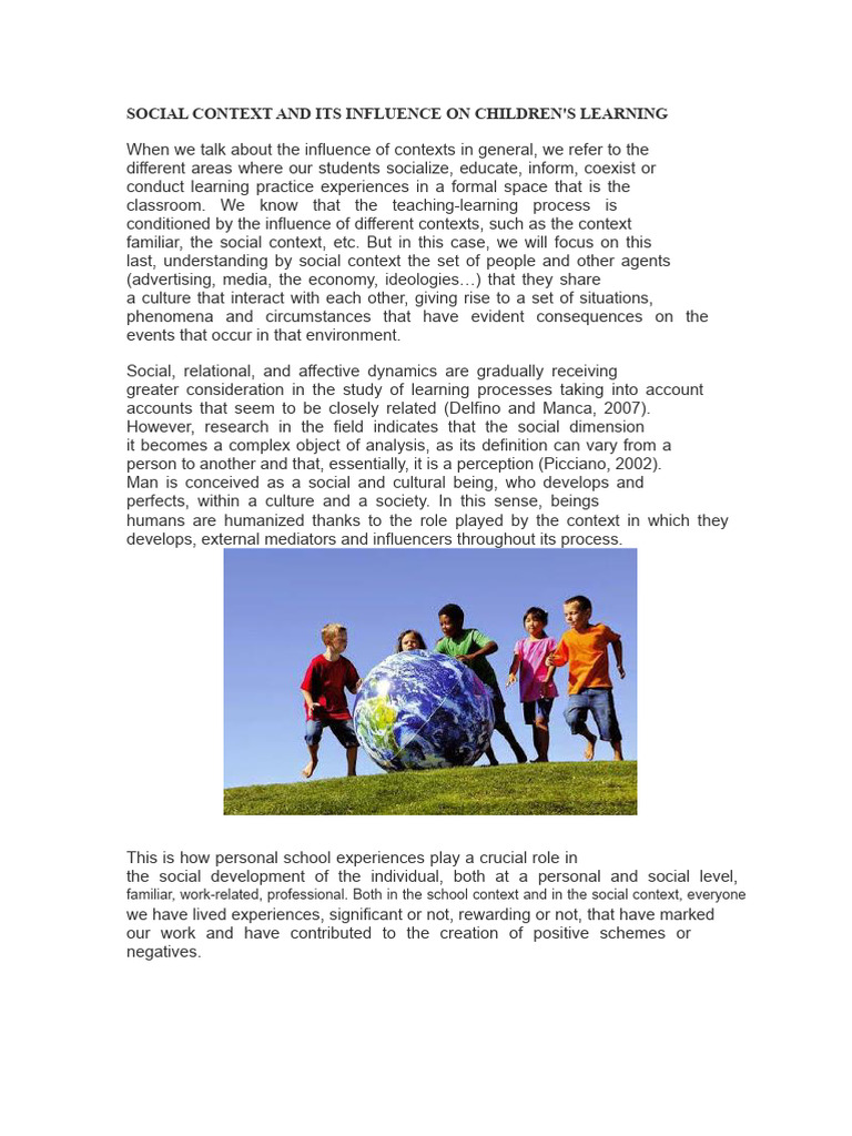 Social Context's Impact on Learning | PDF | Learning | Socialization
