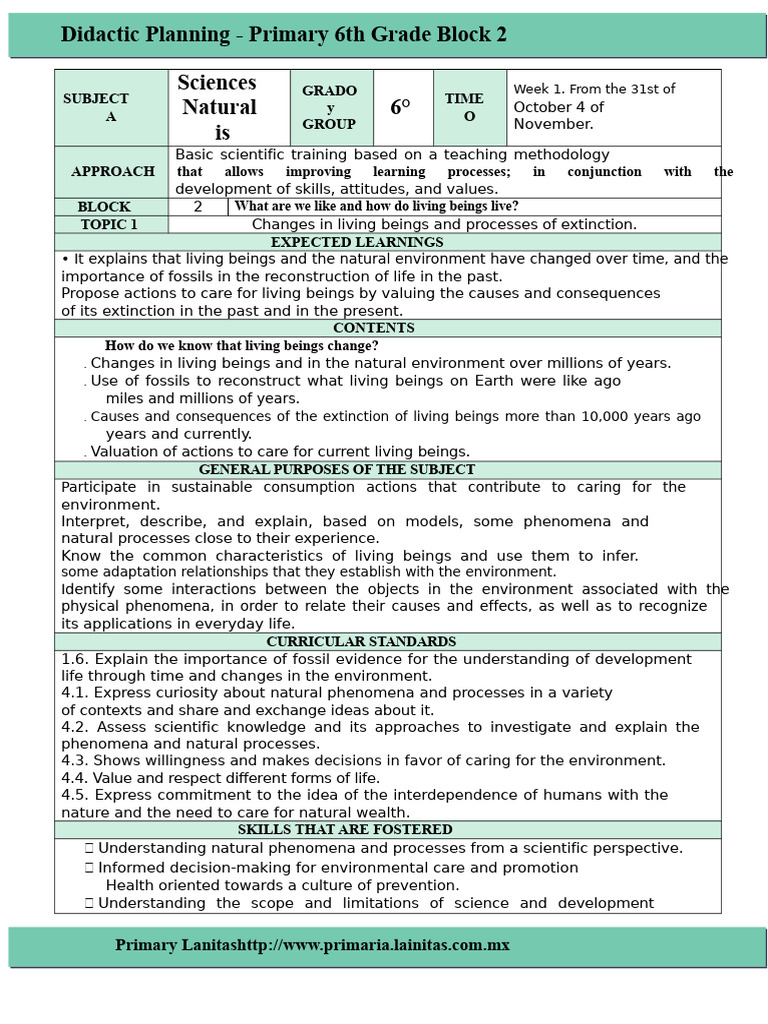 6th Grade Science Didactic Planning | PDF | Climate Change | Science