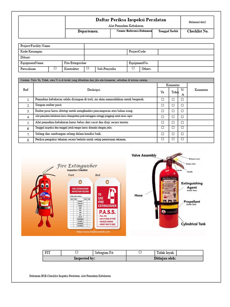 Checklist Inspeksi Alat Pemadam Kebakaran | PDF