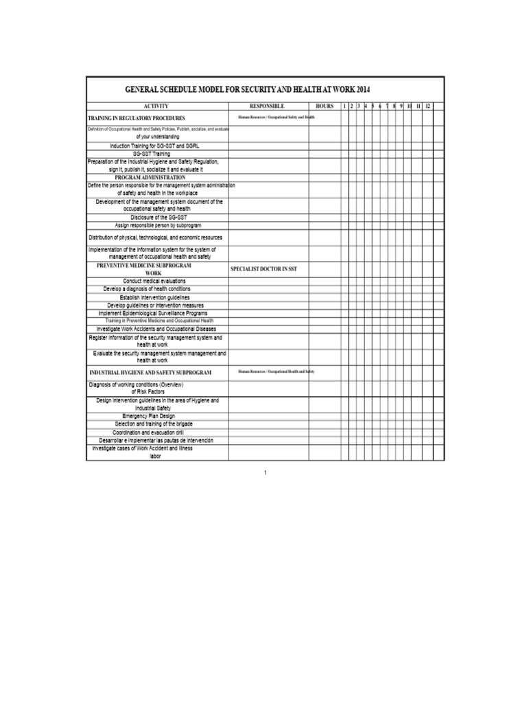 SG SST Activities Schedule | PDF | Occupational Safety And Health ...