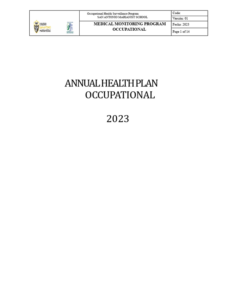 Annual Occupational Health Plan (Paso) 2023 | PDF | Occupational Safety ...
