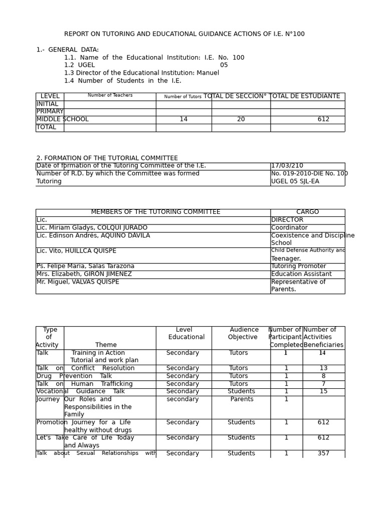 Tutoring Report | PDF