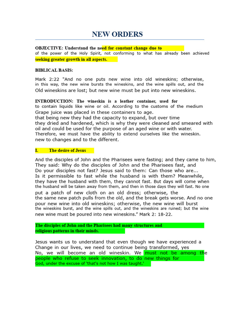 New Wineskins | PDF | Disciple (Christianity) | Jesus