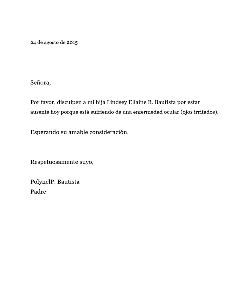 Carta de Excusa | PDF