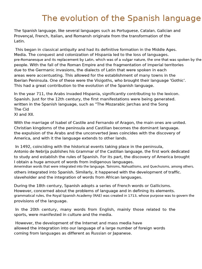 Evolution of the Spanish Language | PDF | Spanish Language | Iberian ...