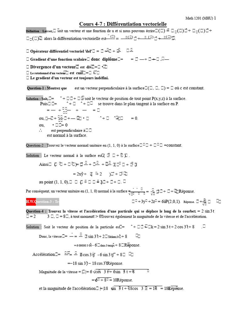 Différentiation vectorielle en mathématiques | PDF | Pente | Divergence ...