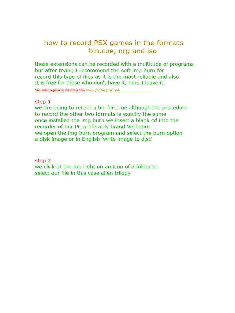 Record PSX Games: Bin, Cue, NRG, ISO Guide | PDF