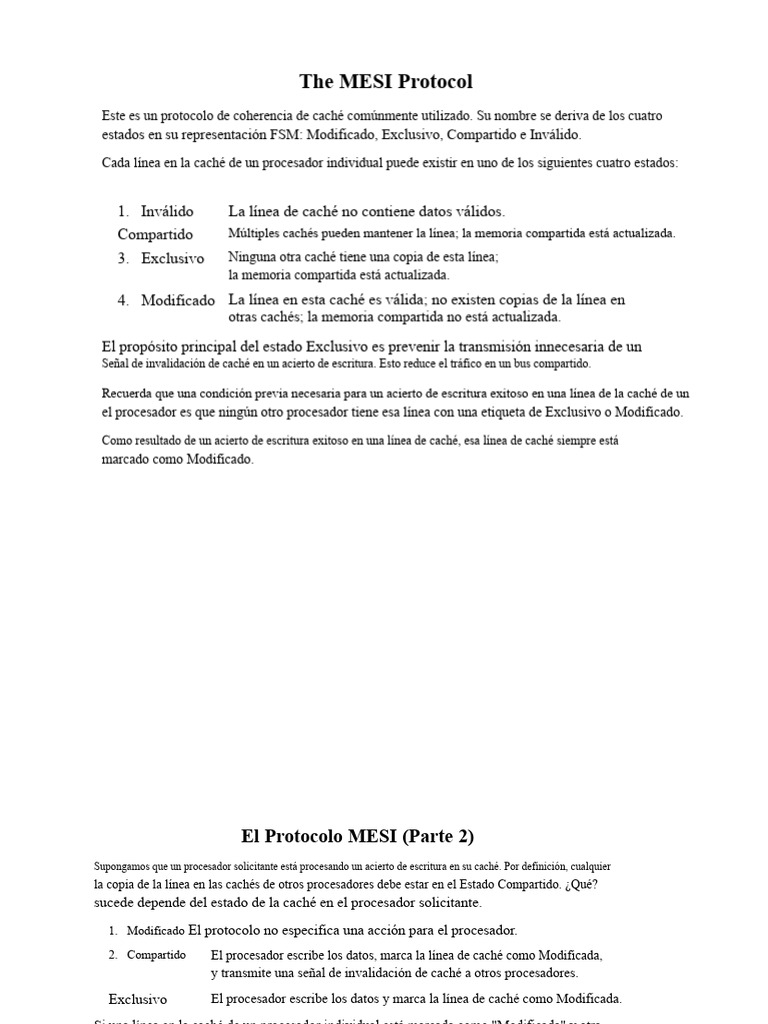 Protocolo MESI: Estados de Caché Explicados | PDF | Caché (Computación ...