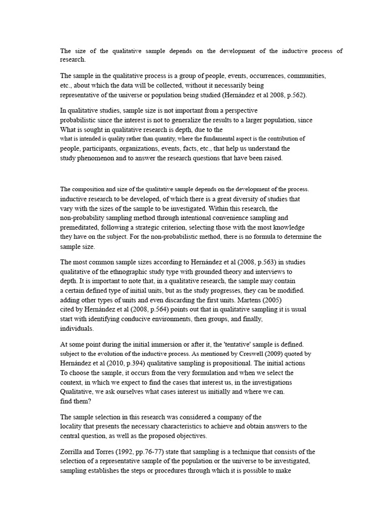The Size of The Qualitative Sample | PDF | Sampling (Statistics ...