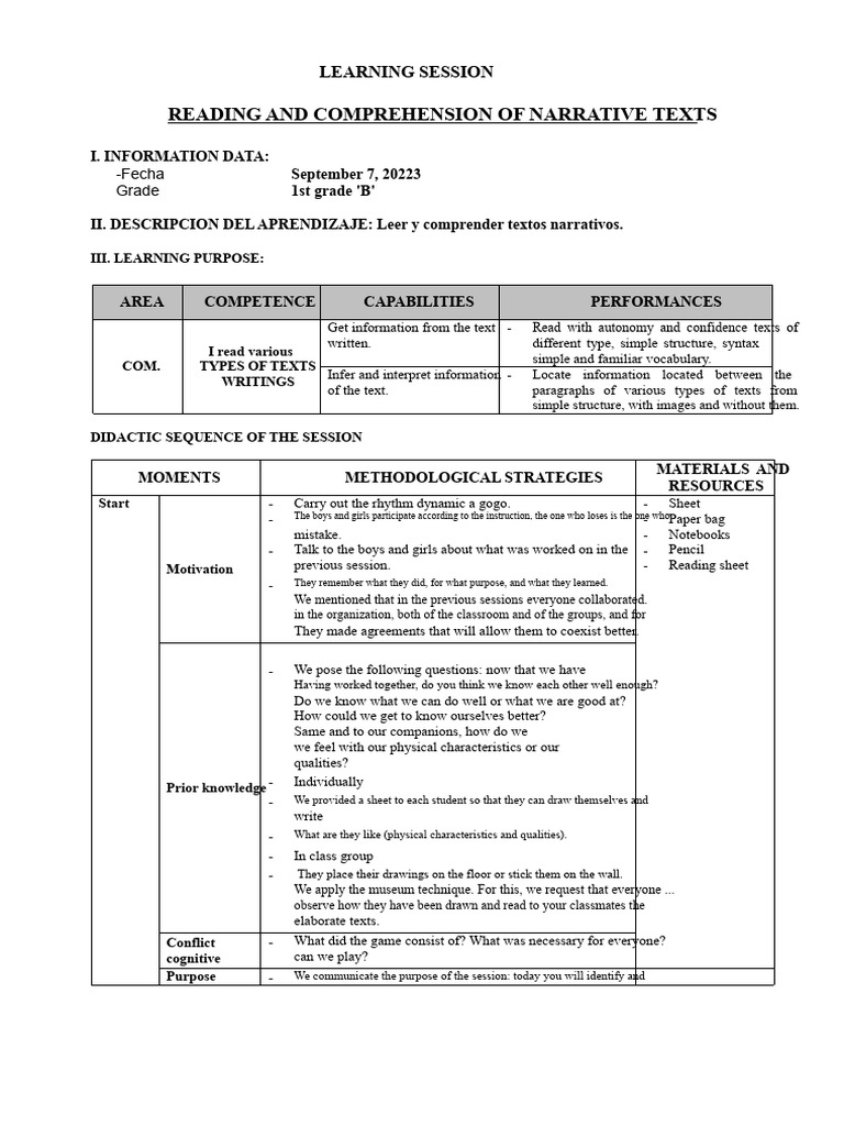 Narrative Text Comprehension for 1st Grade | PDF | Reading ...