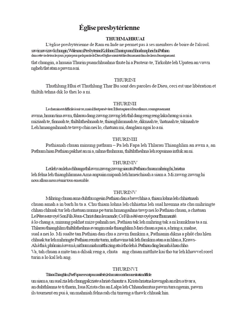 Kohhran Thurin | PDF | Presbyterianism | Religious Belief And Doctrine