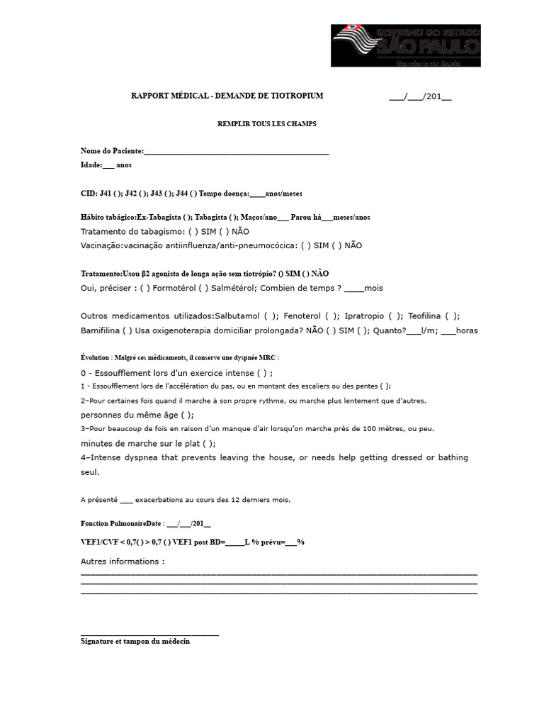Demande de Tiotropium : Rapport Médical | PDF