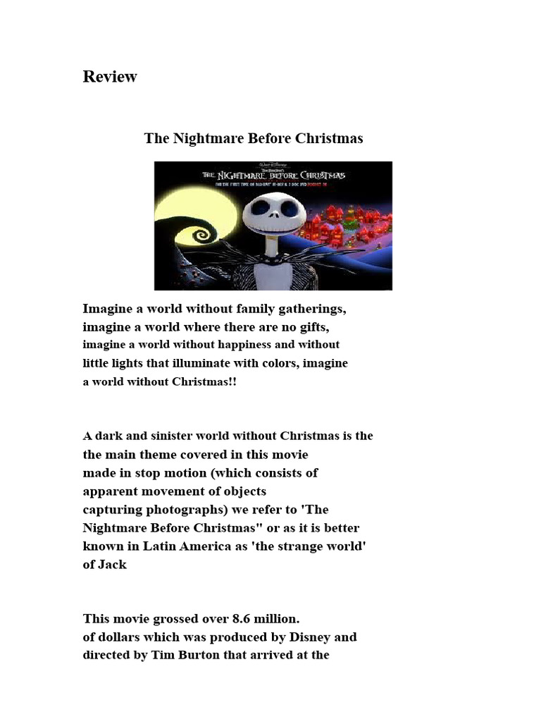 The Nightmare Before Christmas Overview | PDF