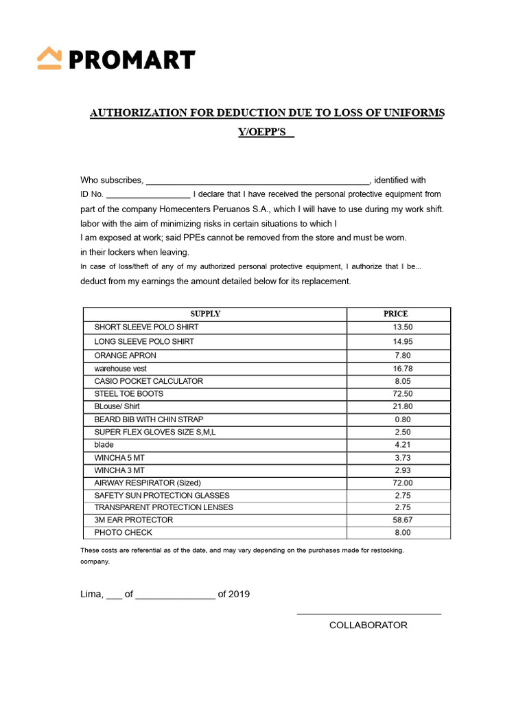 Authorization of Discounts For Loss of PPE HPSA | PDF | Personal ...