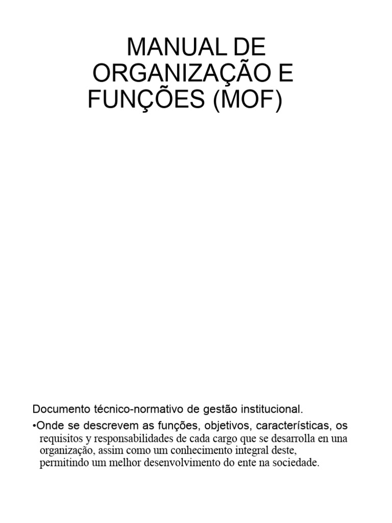 Manual de Organização e Funções (Mof) | PDF | Hospital | Tempo