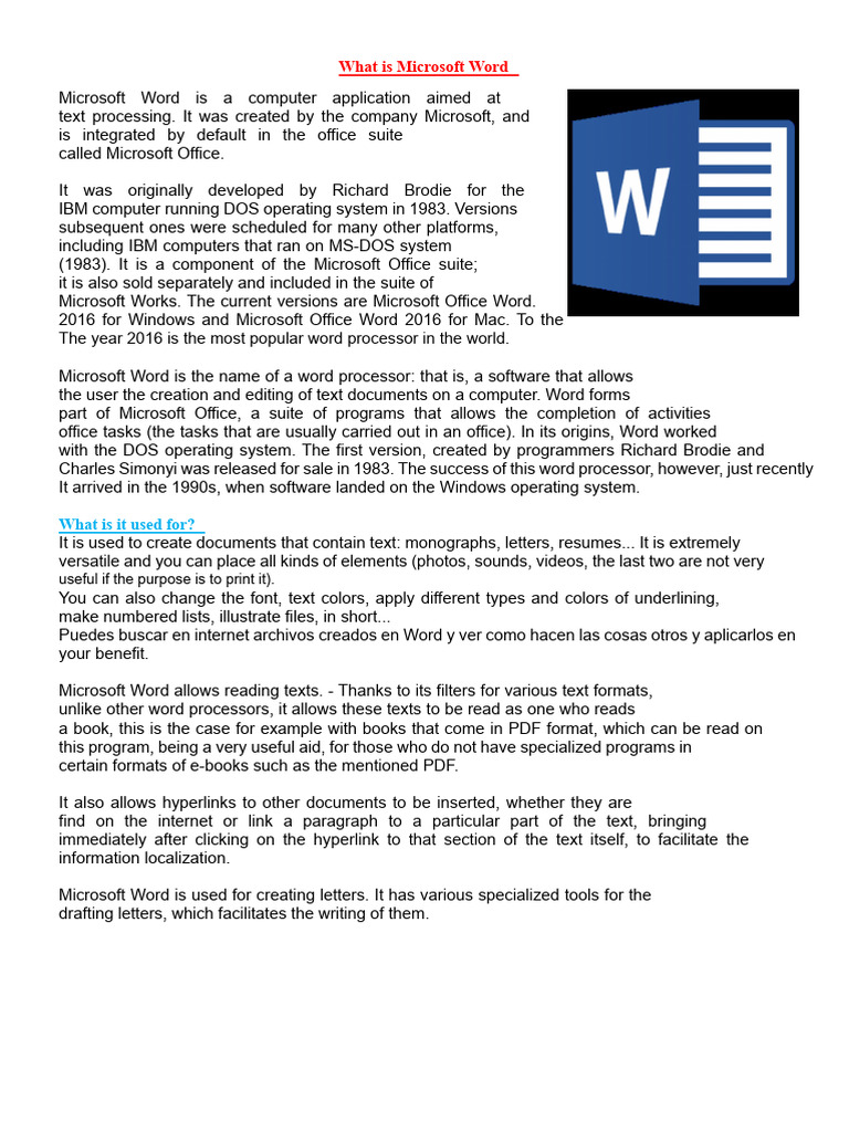 What Are Microsoft Word, Excel, Power Point, and Paint3D? | PDF ...