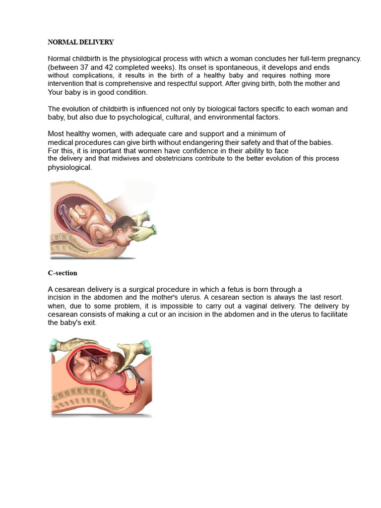 Normal Delivery and Cesarean | PDF