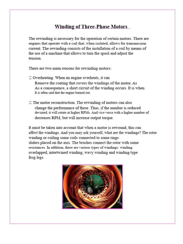 Three-Phase Motor Rewinding Guide | PDF | Electric Motor | Wire