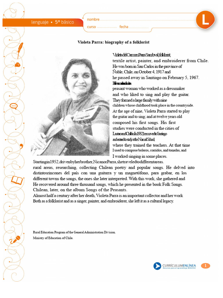 Violeta Parra: Chilean Folklorist Biography | PDF | Musicology ...