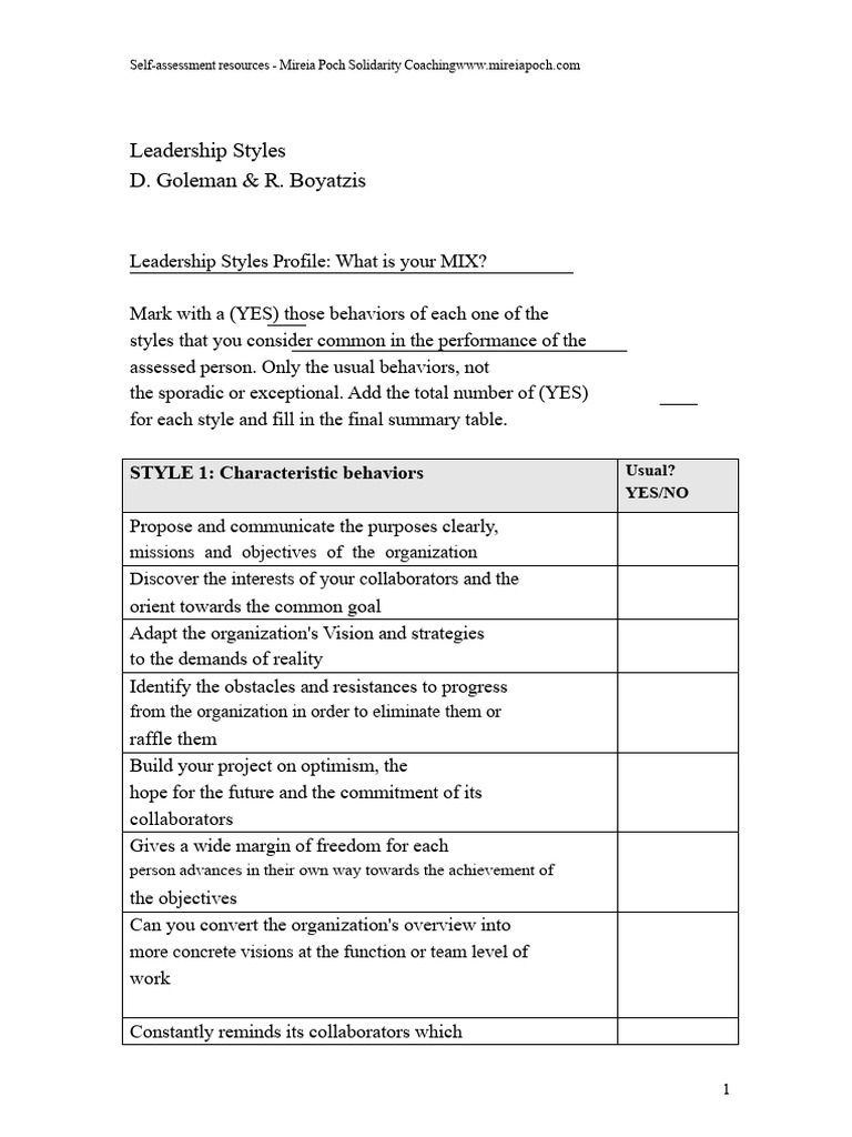 Leadership Styles Self-Assessment Guide | PDF | Goal | Motivation