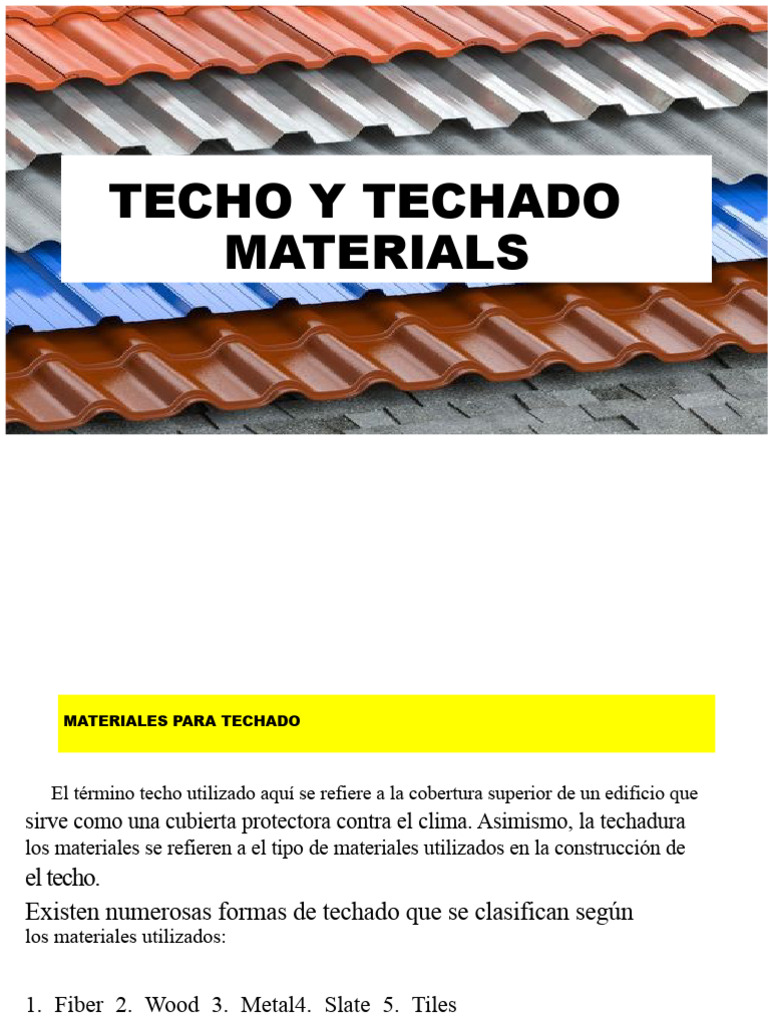 TECHO Y MATERIALES DE TECHO.pptx | PDF | Cobre | Acero