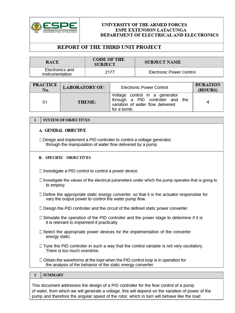 PID Controller for the Variation of Water Flow Applied to a Pump | PDF ...