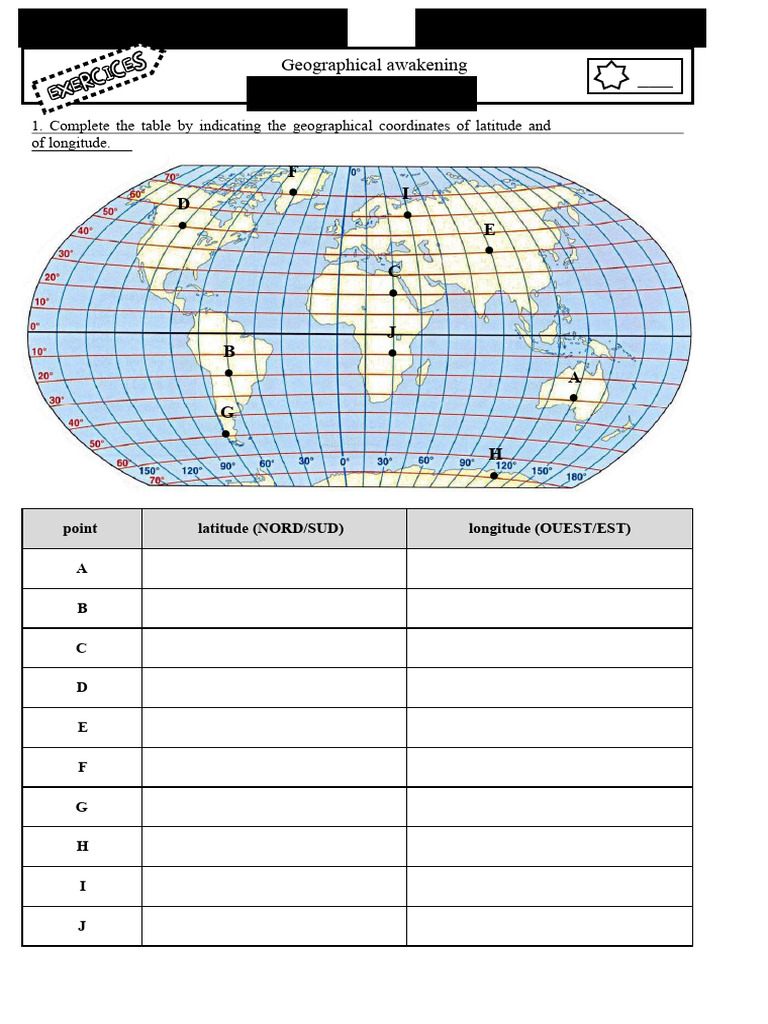 Exercises - Latitude and Longitude | PDF | Latitude | Longitude
