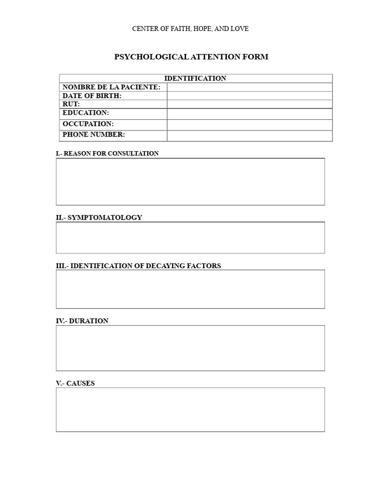 Psychological Attention Form | PDF