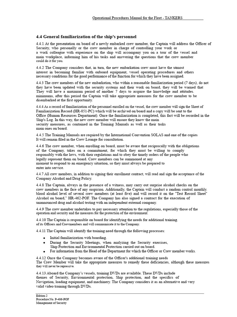 Familiarization Procedure | PDF | Ships | Navigation