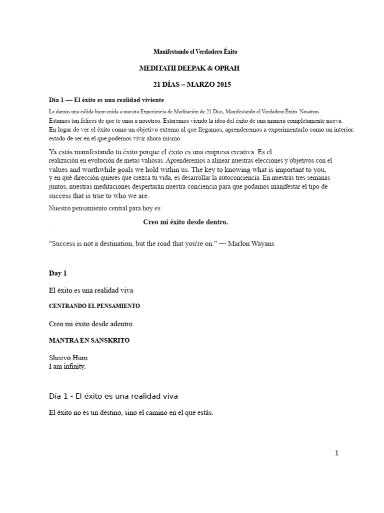 Manifestando El Verdadero Éxito | PDF | Mente | Pensamiento