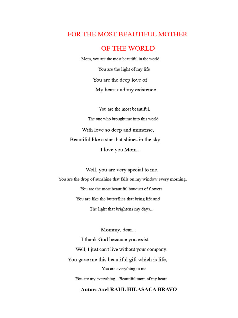 For The Most Beautiful Mother | PDF