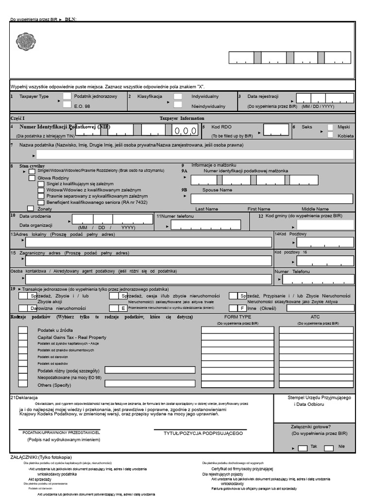 Formularz BIR NR 1904 | PDF
