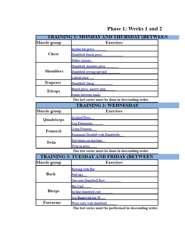 Hypertrophy Routine | PDF | Anatomical Terms Of Motion | Physical Exercise